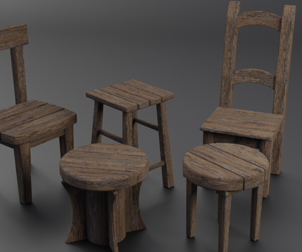 ArtStation - Medieval Tables and Chairs | Game Assets