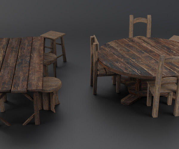 ArtStation - Medieval Tables and Chairs | Game Assets