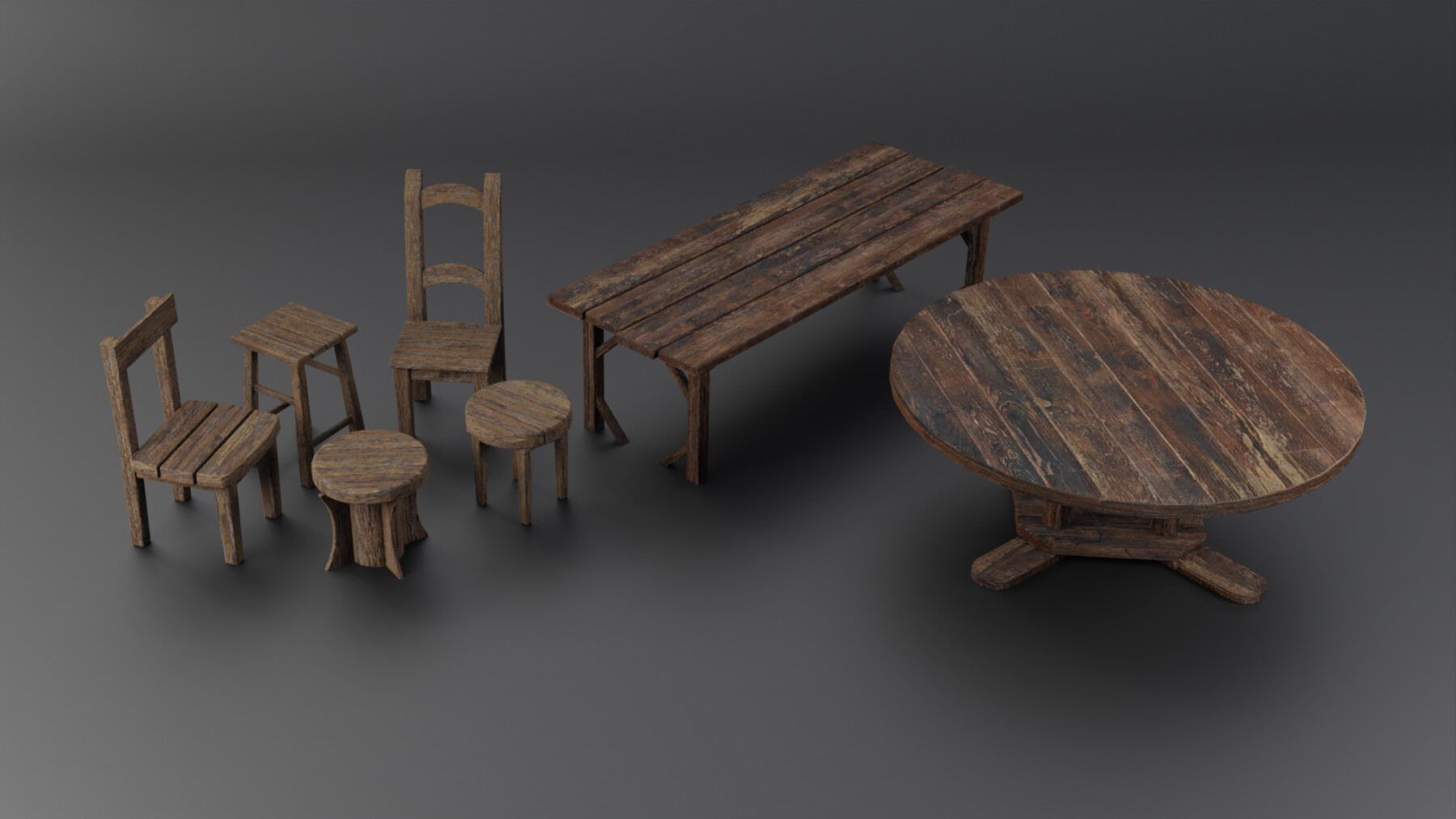 ArtStation - Medieval Tables and Chairs | Game Assets