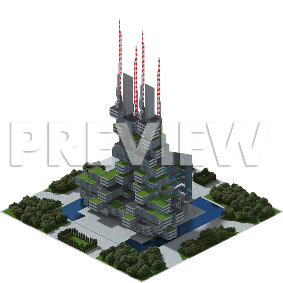 ArtStation - Architecture (Tile#0045, 2x2) – Dimetric Projection ...