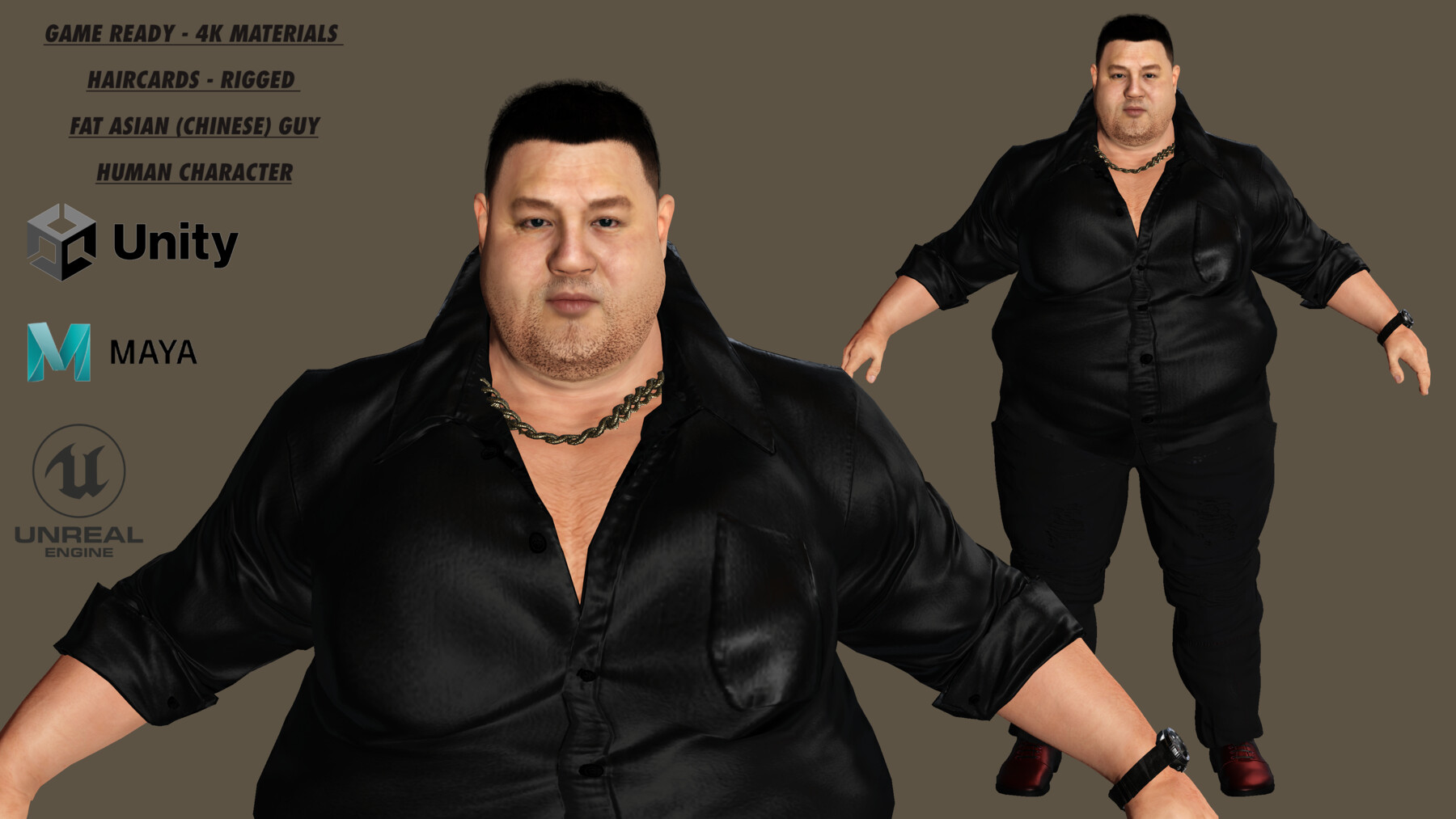ArtStation - AAA 3D REALISTIC HUMAN MALE CHARACTER - ASIAN FAT ...