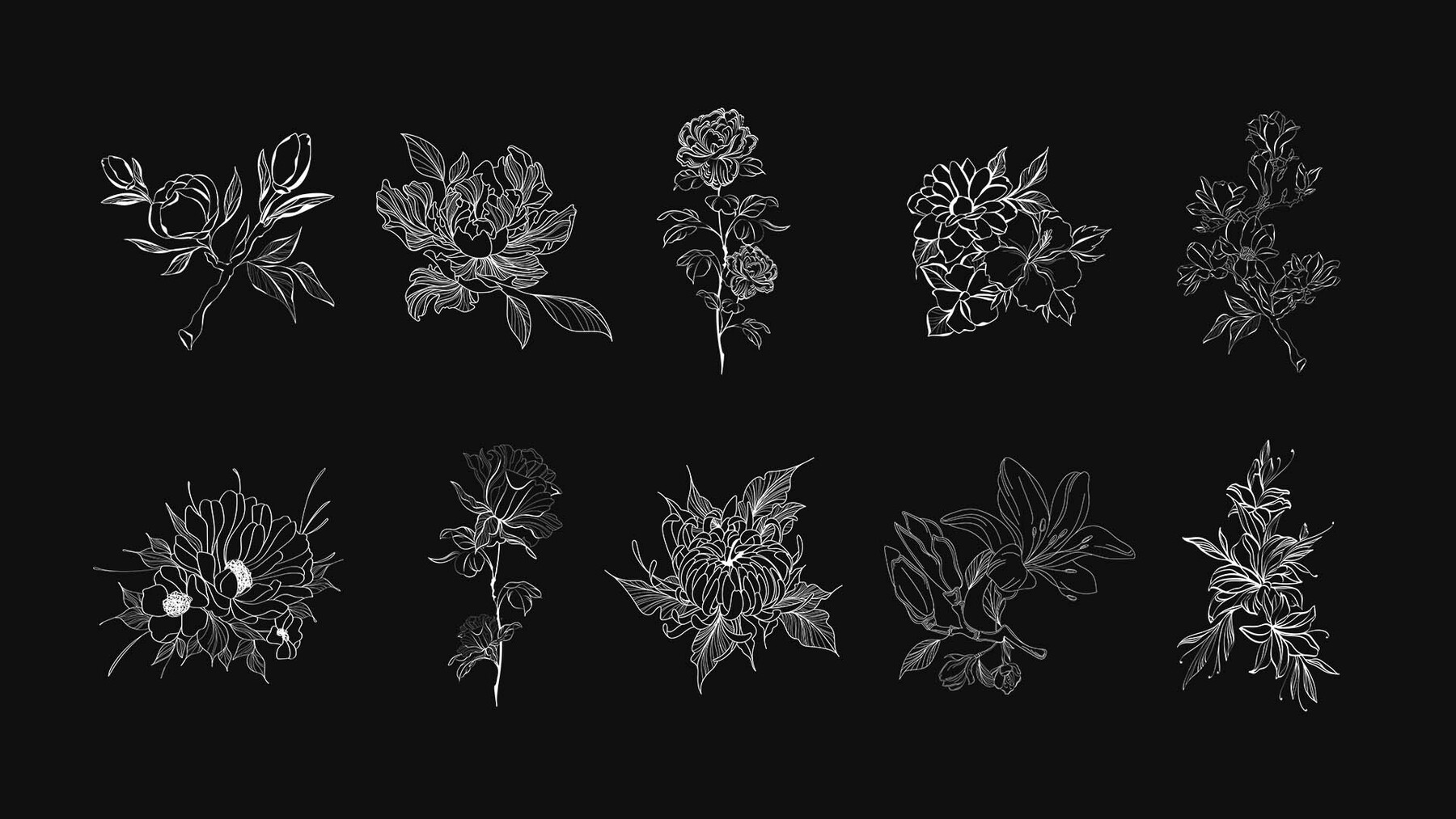 ArtStation - 140 Floral Alphas and Stickers | Brushes