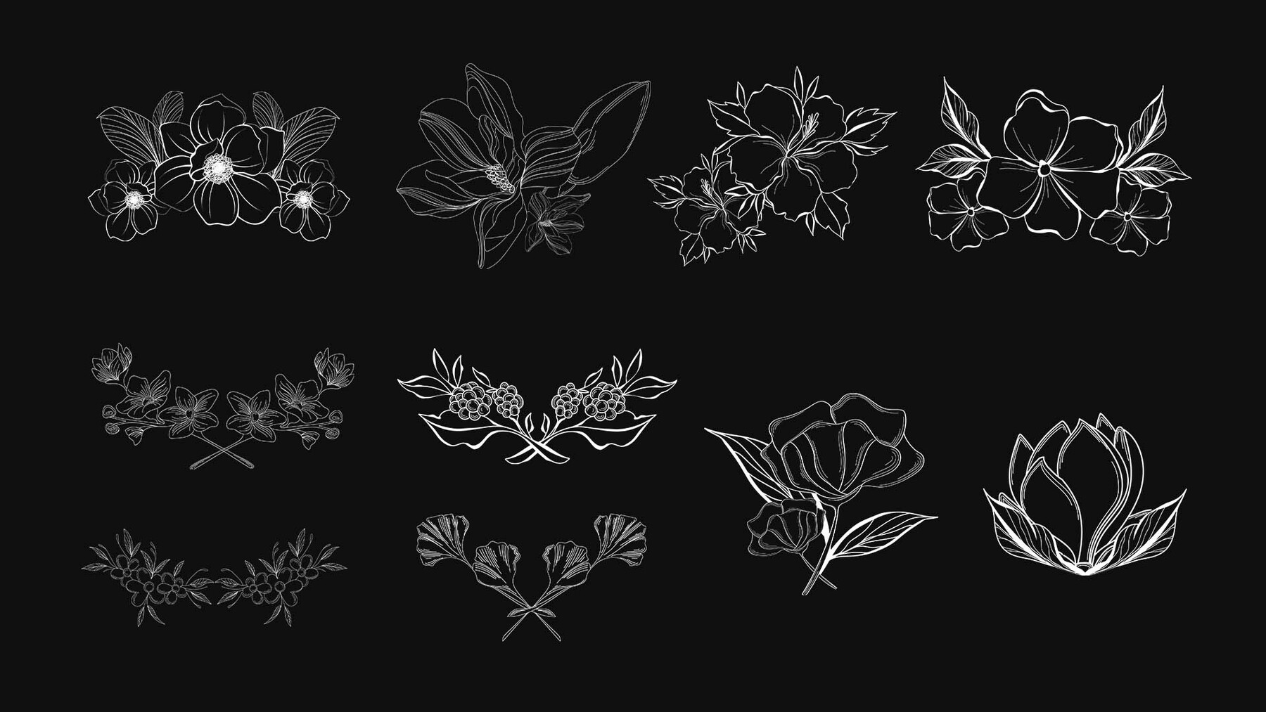 ArtStation - 140 Floral Alphas and Stickers | Brushes