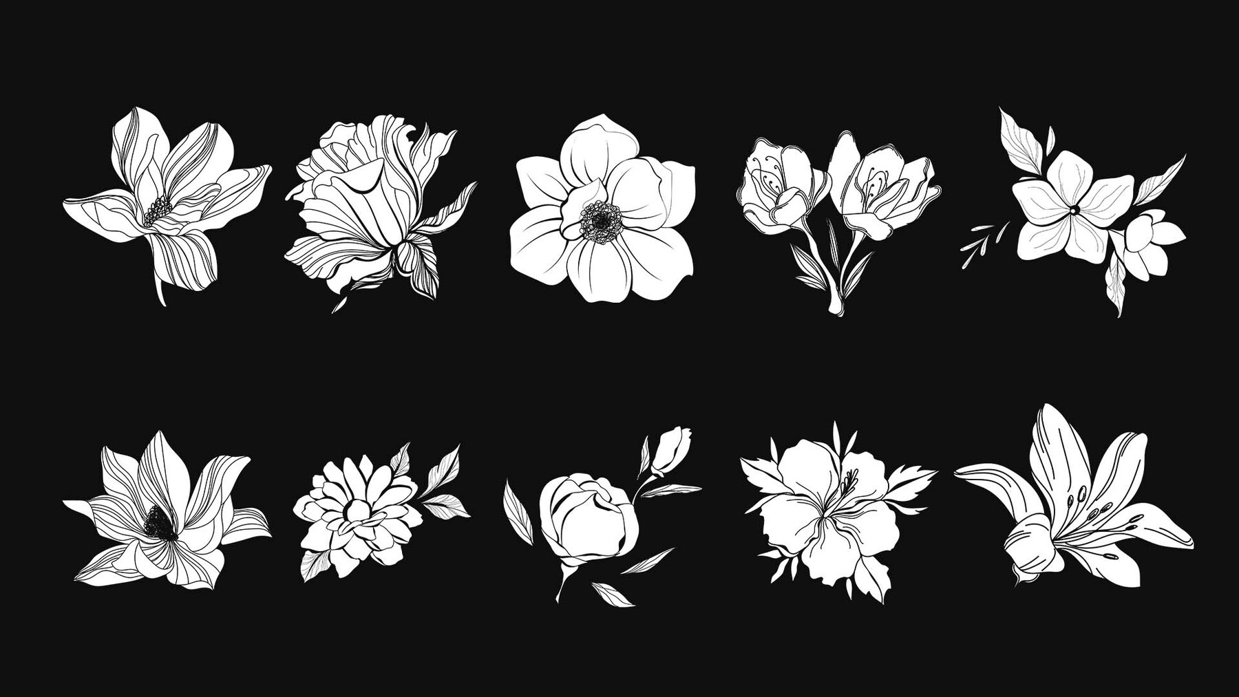 ArtStation - 140 Floral Alphas and Stickers | Brushes