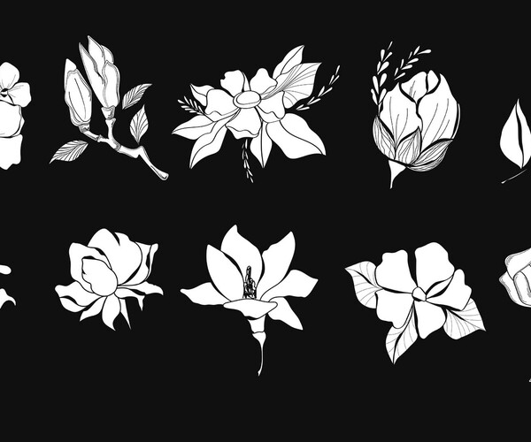 ArtStation - 140 Floral Alphas and Stickers | Brushes