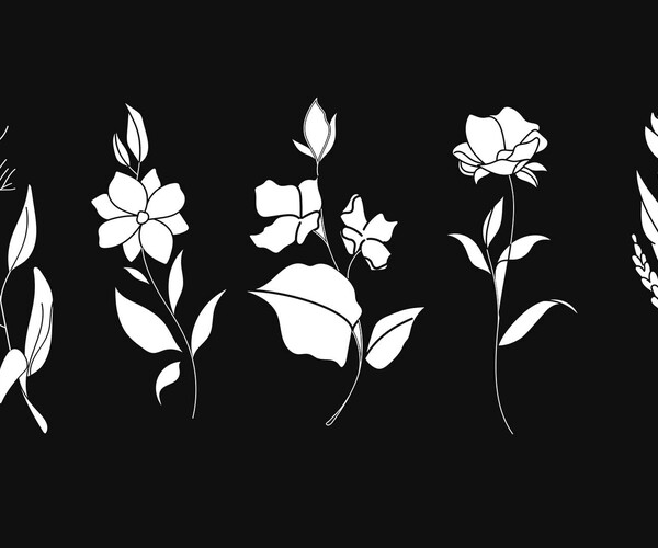 ArtStation - 140 Floral Alphas and Stickers | Brushes