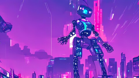 ArtStation - Cyberpunk Purple Robot 4k | Artworks