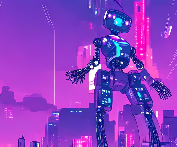 ArtStation - Cyberpunk Purple Robot 4k | Artworks