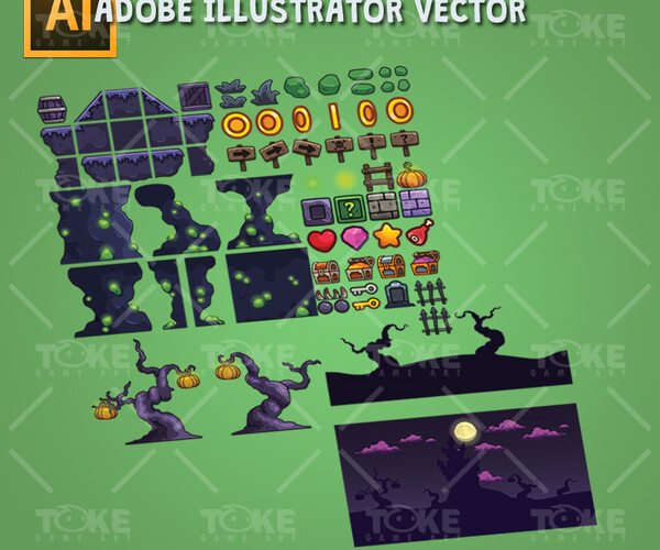 ArtStation - Cartoon Spooky Level Set | Game Assets