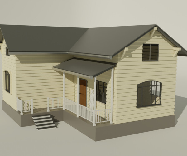 ArtStation - Classic style porch house without furniture Low-poly 3D ...