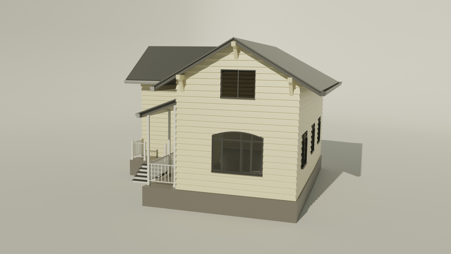 ArtStation - Classic style porch house without furniture Low-poly 3D ...