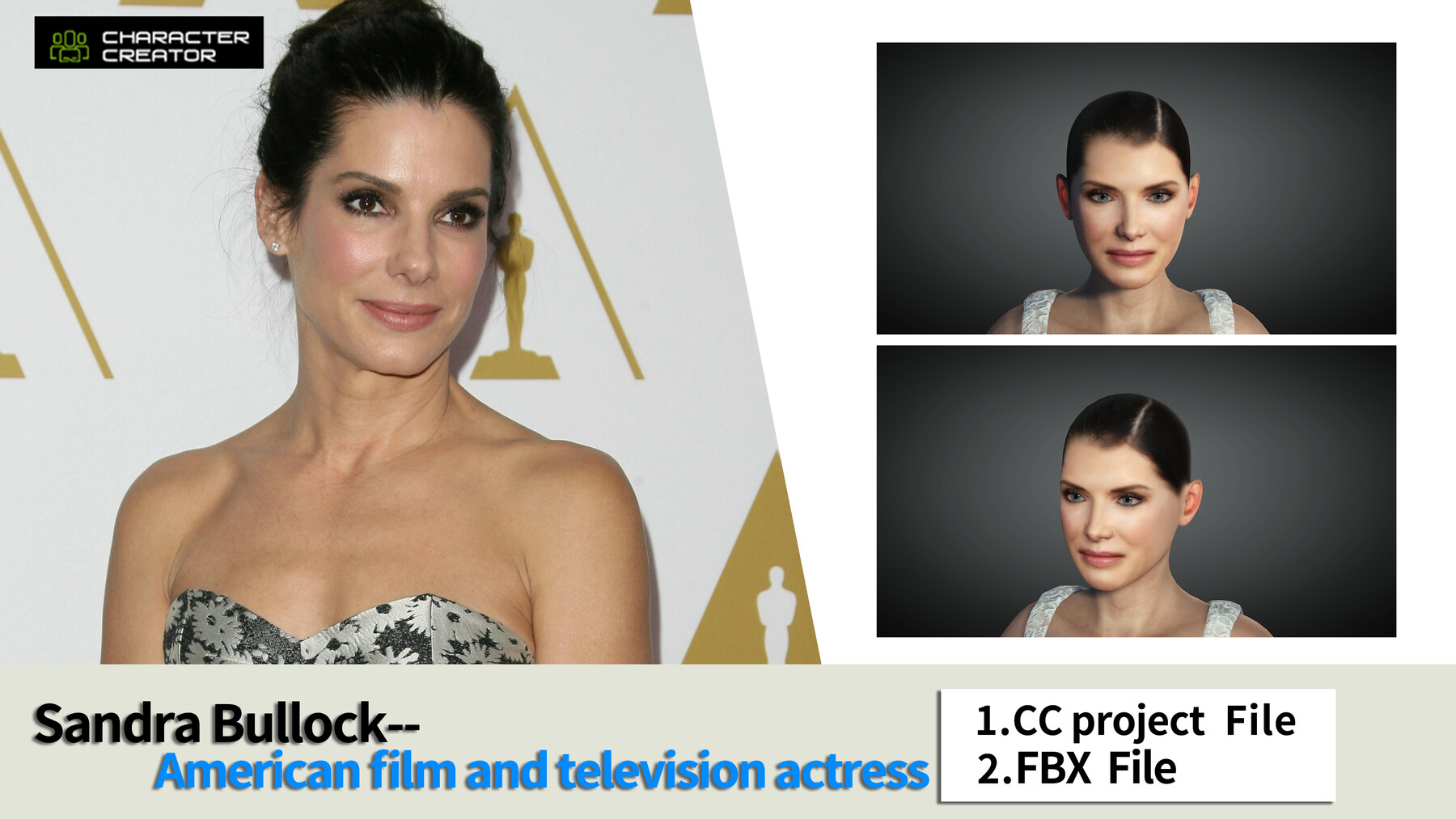 ArtStation - Sandra Bullock/American film and television actress with blendshape and full cc3 ...