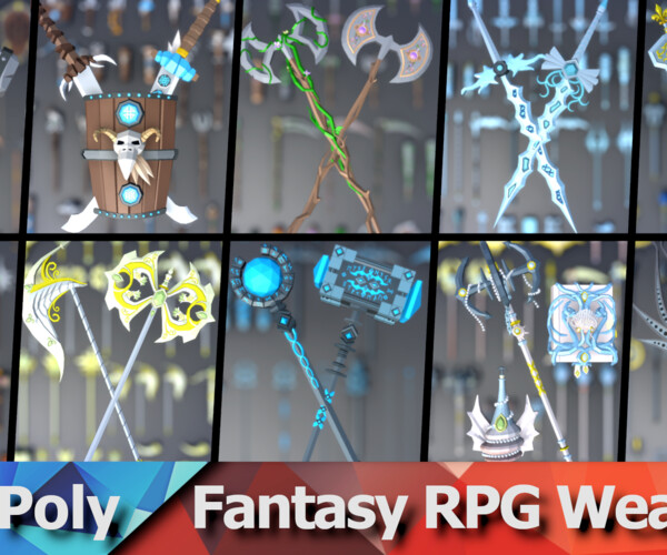 ArtStation - 900 Low Poly Fantasy RPG Weapons - Ultimate 3D Pack | Game ...