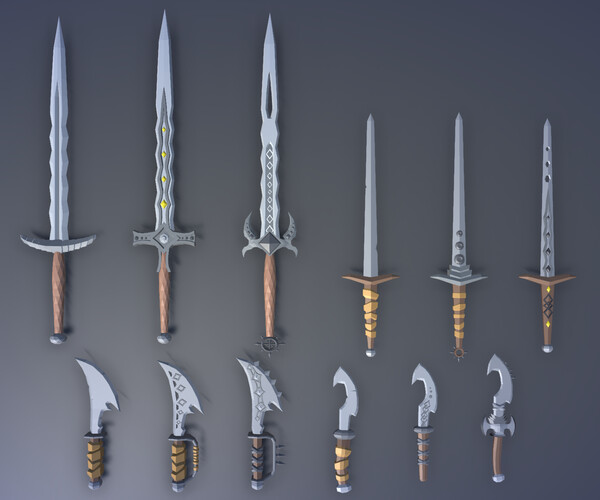 ArtStation - 900 Low Poly Fantasy RPG Weapons - Ultimate 3D Pack | Game ...