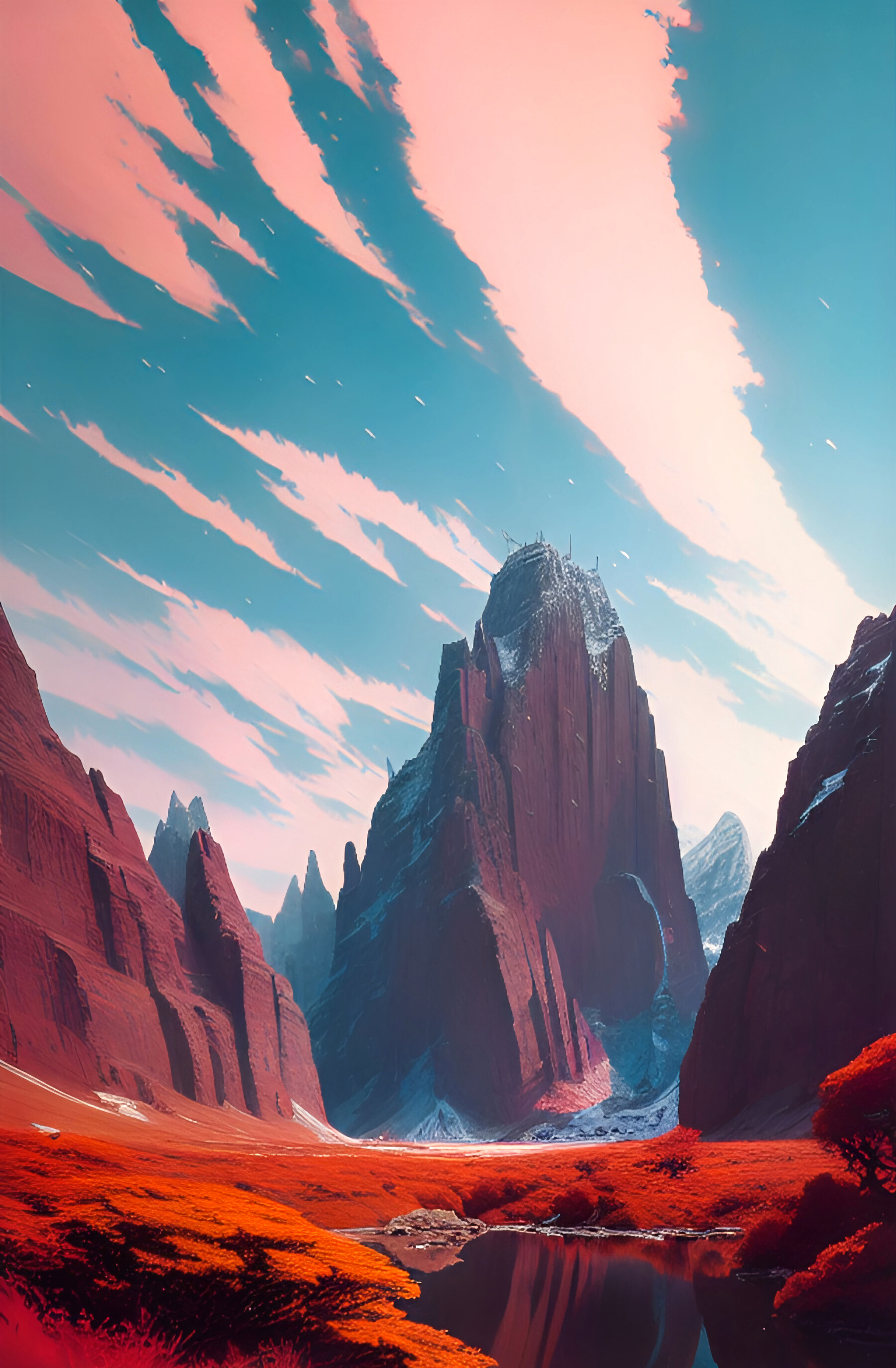 ArtStation - Chromatic Peaks: A Vibrant Mountain Landscape | Artworks
