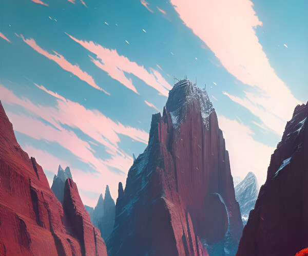 ArtStation - Chromatic Peaks: A Vibrant Mountain Landscape | Artworks