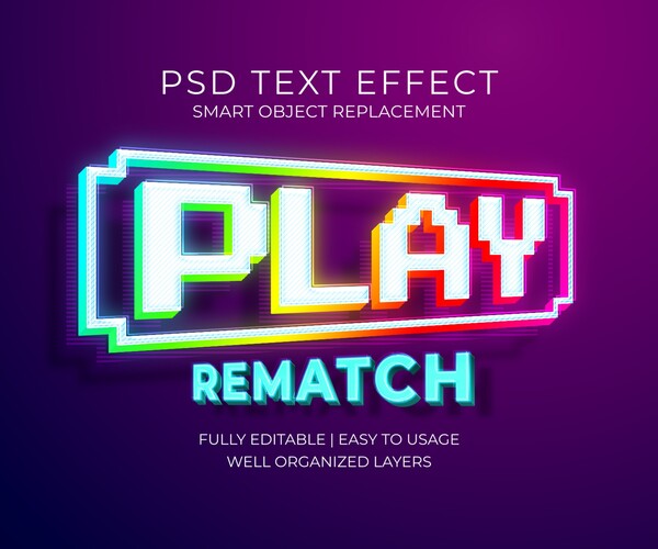 ArtStation - 3D Play Rematch. PSD fully editable text effect. Layer ...