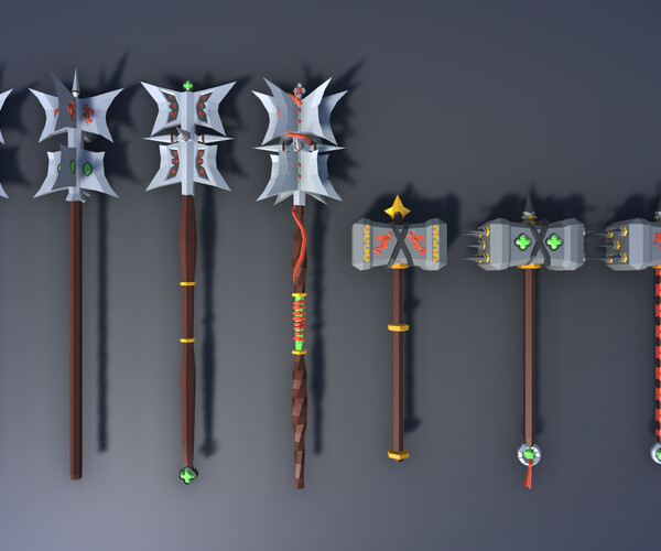 ArtStation - 900 Low Poly Fantasy RPG Weapons - Ultimate 3D Pack | Game ...
