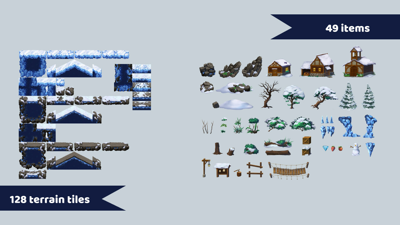 ArtStation - Snowy Town - Game Tileset | Game Assets