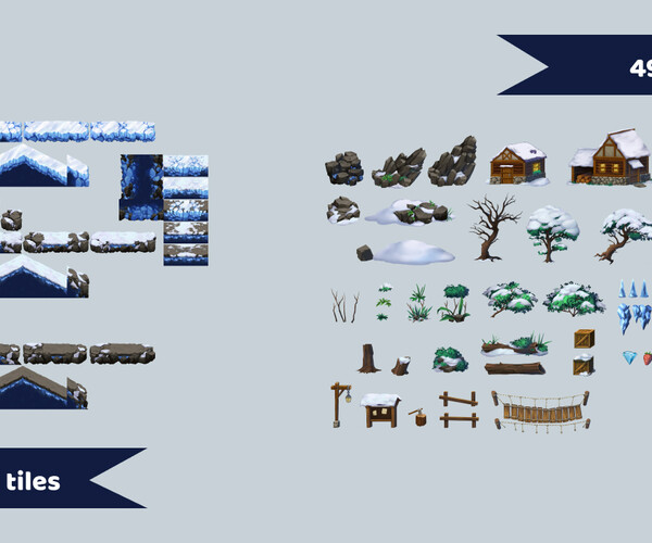 ArtStation - Snowy Town - Game Tileset | Game Assets