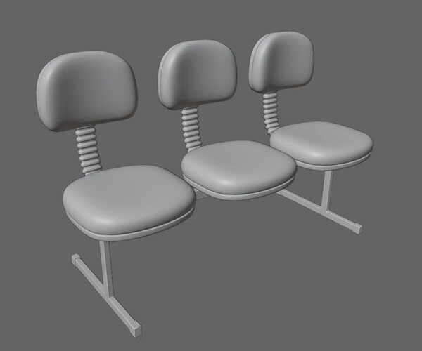 ArtStation - Triple Office Chair - Waiting Room - Cadeira tripla 3D ...
