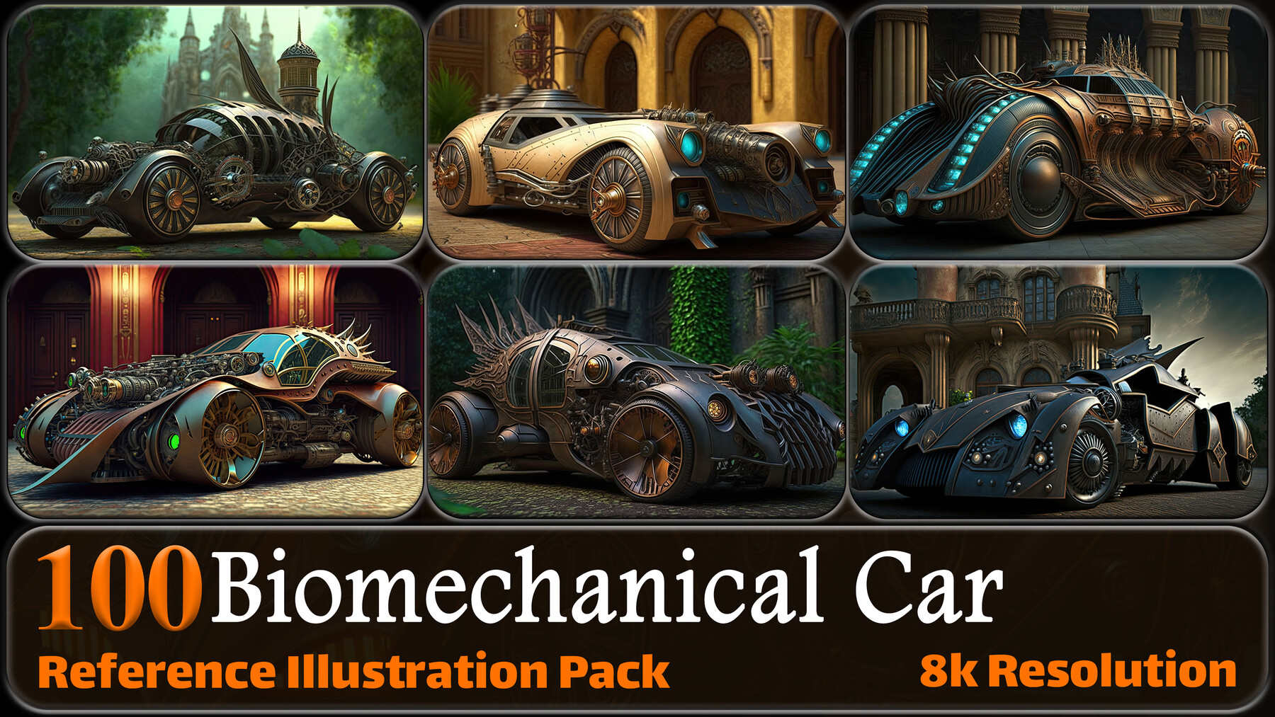 ArtStation - 100 Biomechanical Car Reference Pack | 8K | v.1 | Artworks