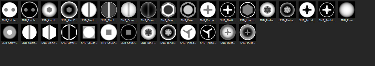 ArtStation - 31 Screws, Nuts and Bolts Alpha Brush Pack | Brushes