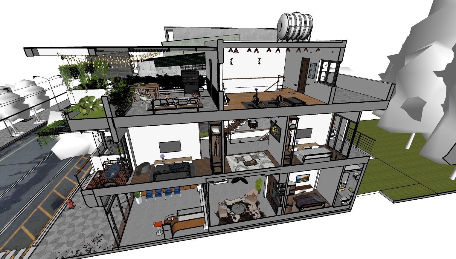 ArtStation - 6x15 sqm House Design 3D Full Sketchup, 2D Architecture Autocad, Structural Autocad ...