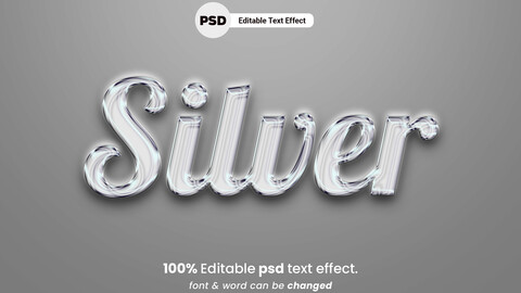 ArtStation - 3D Silver PSD fully editable text effect. Layer style PSD ...