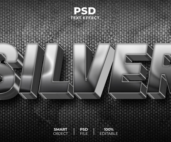 ArtStation - 3D Silver PSD fully editable text effect. Layer style PSD ...