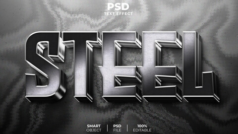 ArtStation - 3D Steel PSD fully editable text effect. Layer style PSD ...