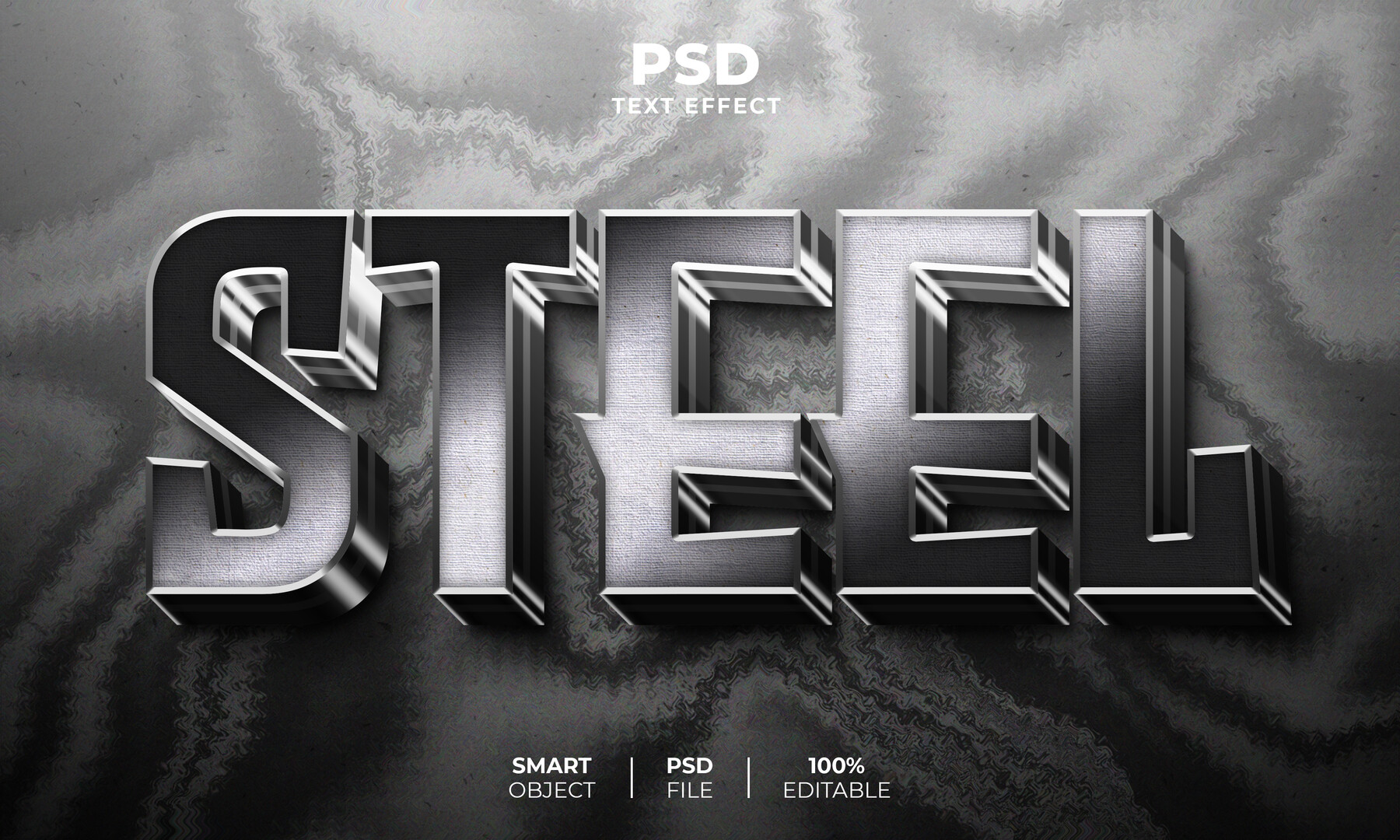 ArtStation - 3D Steel PSD fully editable text effect. Layer style PSD ...
