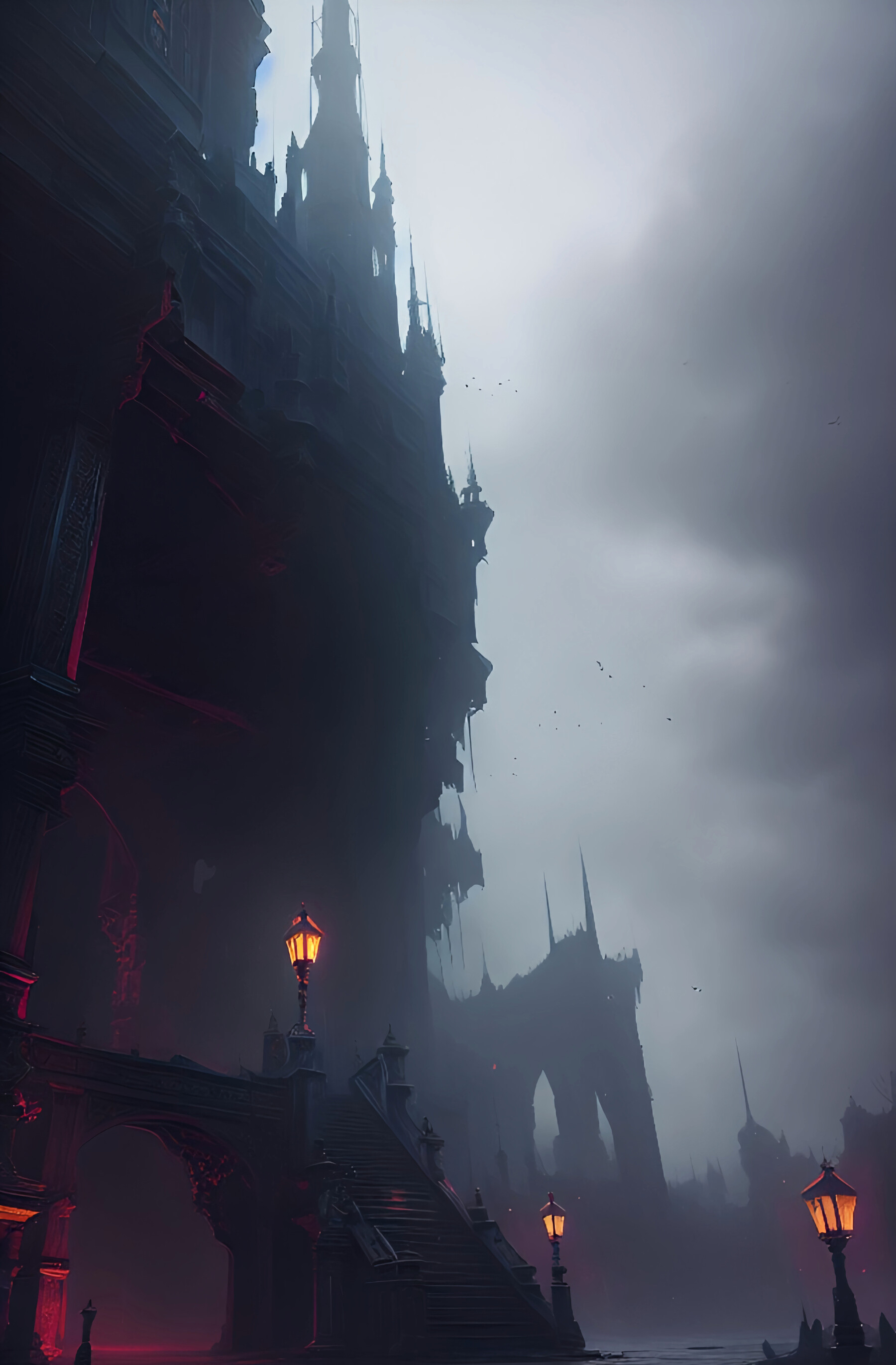 ArtStation - Shadowed Stairway: A Dark Castle's Path | Artworks
