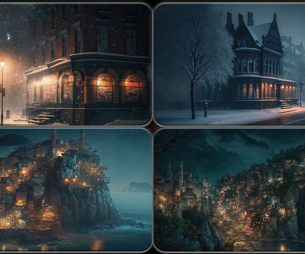ArtStation - 100 Fantasy Environments - City Night Reference Pack | 8K ...