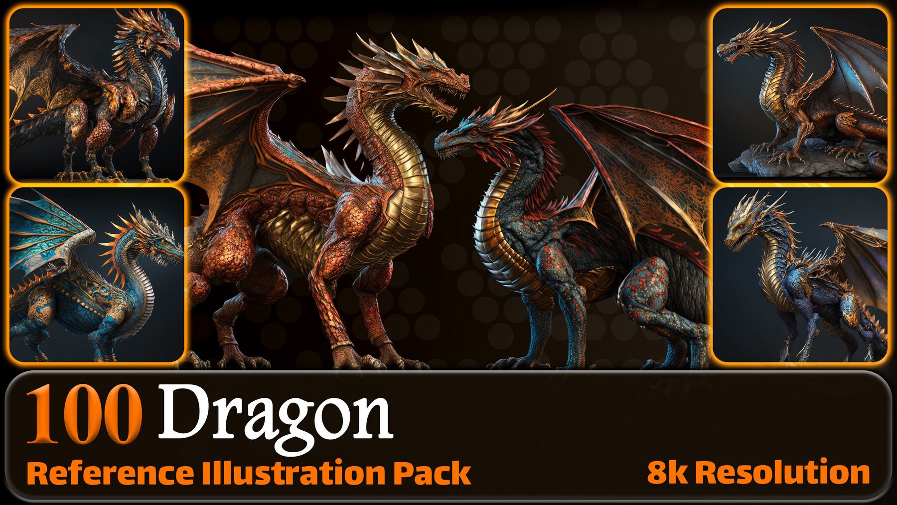 ArtStation - 100 Dragon Reference Pack | 8K | v.3 | Artworks