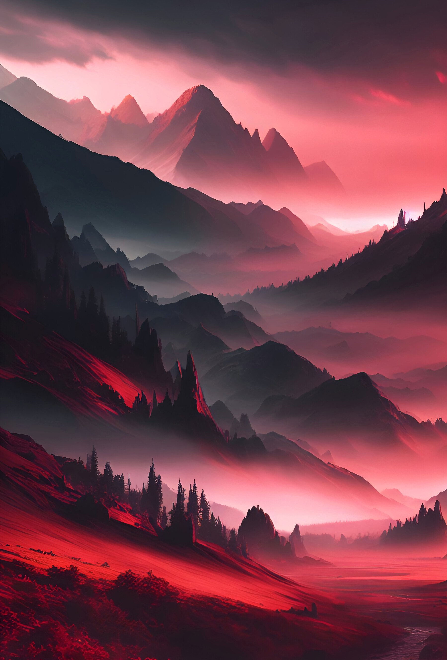 ArtStation - The Eerie Calm of the Crimson Mountains | Artworks