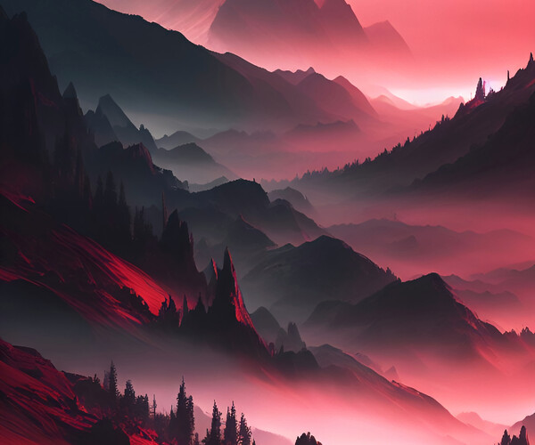 ArtStation - The Eerie Calm of the Crimson Mountains | Artworks