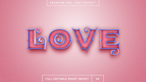 ArtStation - 3D Love. PSD fully editable text effect. Layer style PSD ...