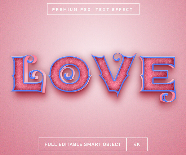 ArtStation - 3D Love. PSD fully editable text effect. Layer style PSD ...
