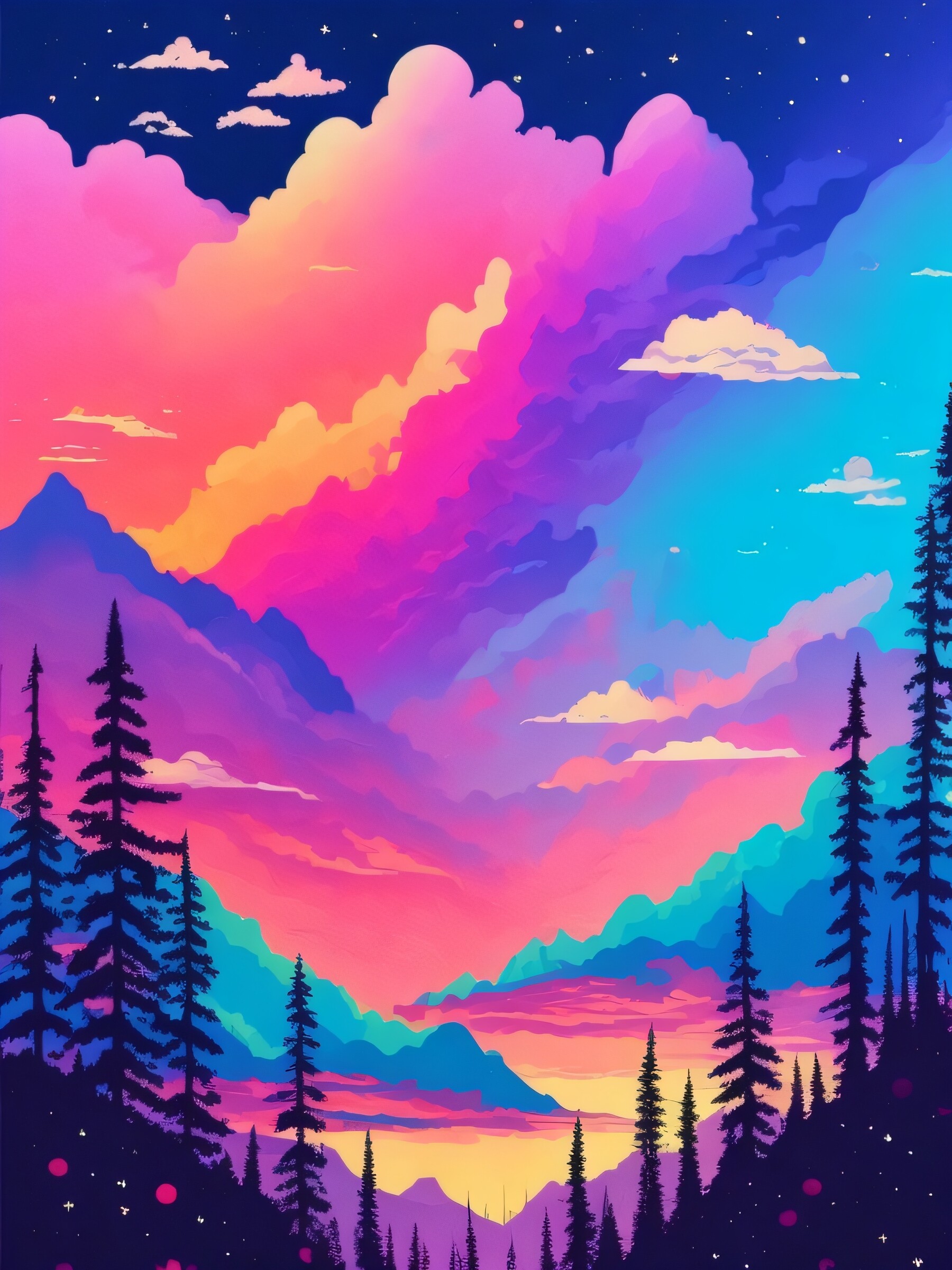 ArtStation - Colorful landscape scenery art | Artworks