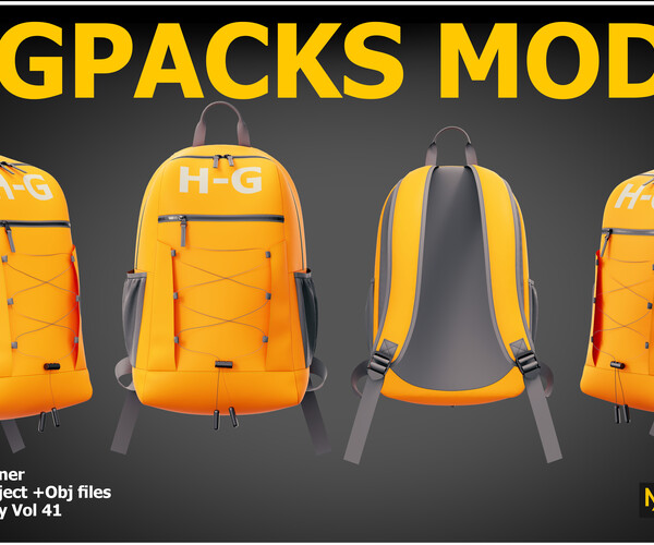 ArtStation - BACKPACK MODELS Vol 40 Marvelous designer/ Clo3d AND OBJ ...