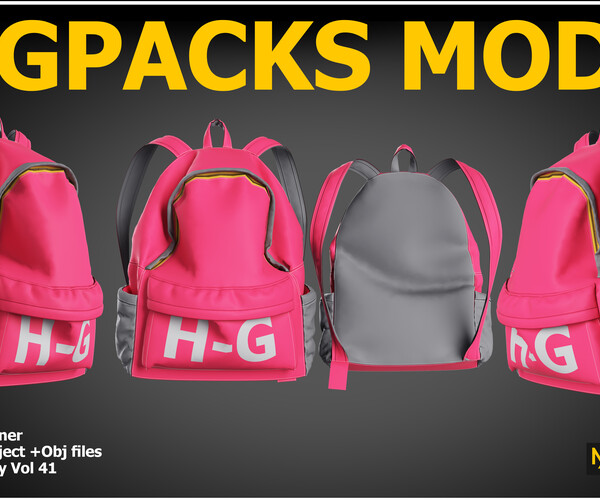 ArtStation - BACKPACK MODELS Vol 40 Marvelous designer/ Clo3d AND OBJ ...