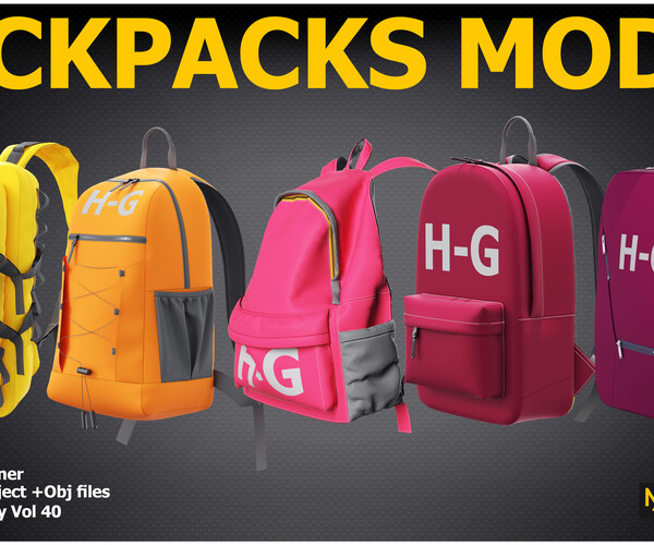 ArtStation - BACKPACK MODELS Vol 40 Marvelous designer/ Clo3d AND OBJ ...