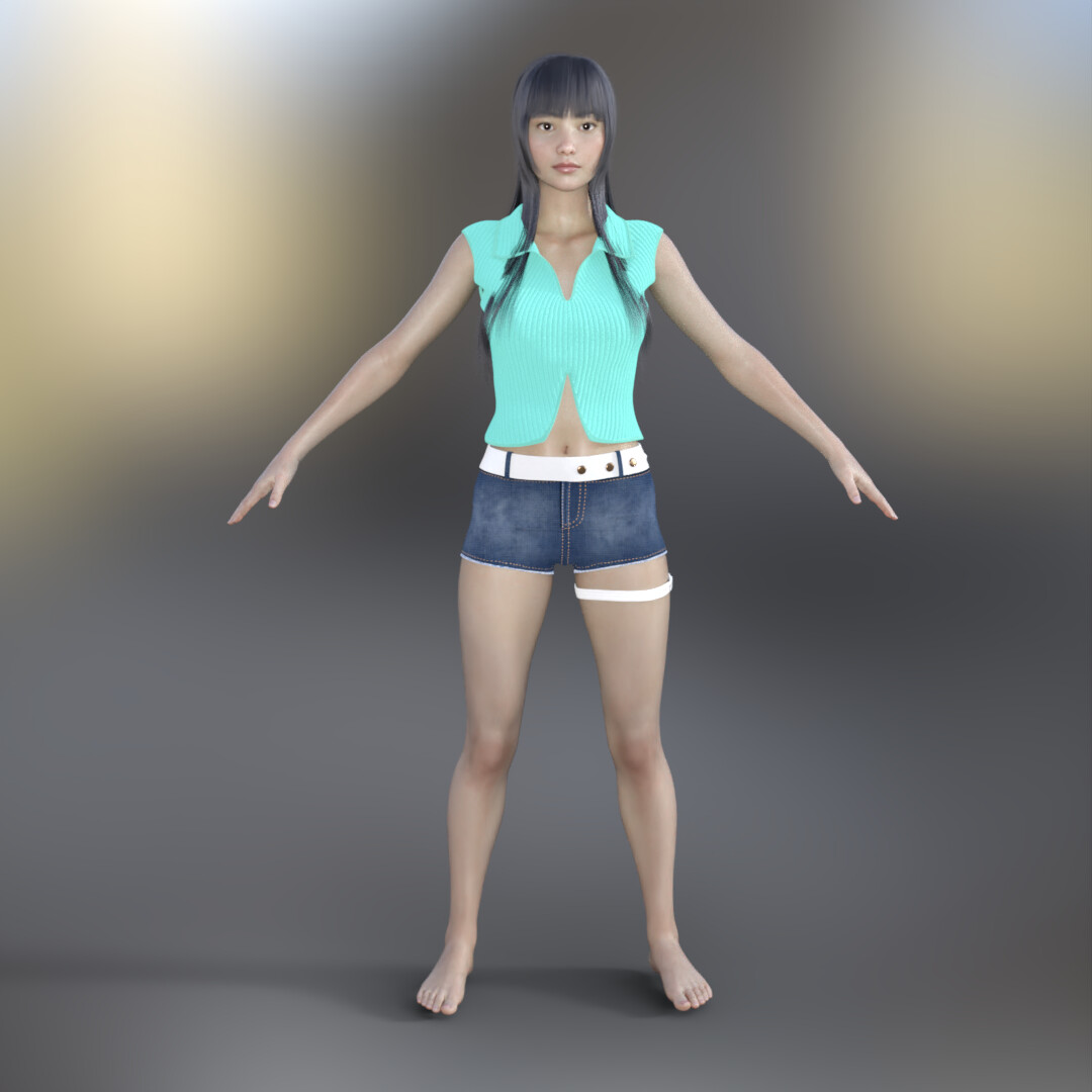 ArtStation - Shantay- Long hair tall girl//blendshape facial capture ...