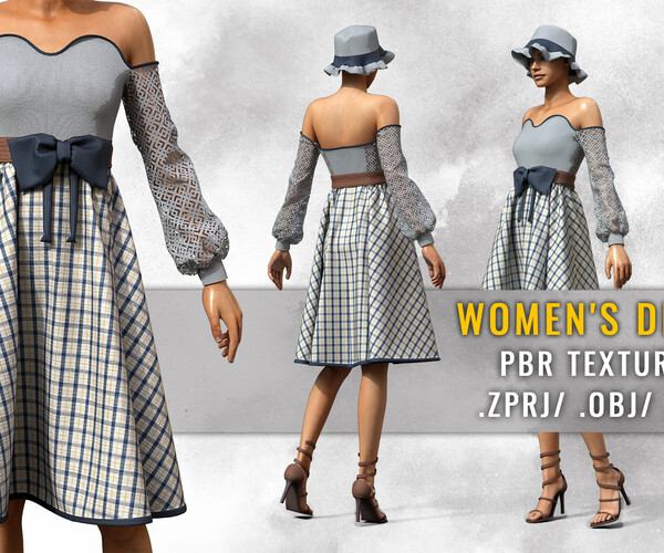 ArtStation - Women's Dress / Marvelous Designer / Clo3d / PBR Textures ...