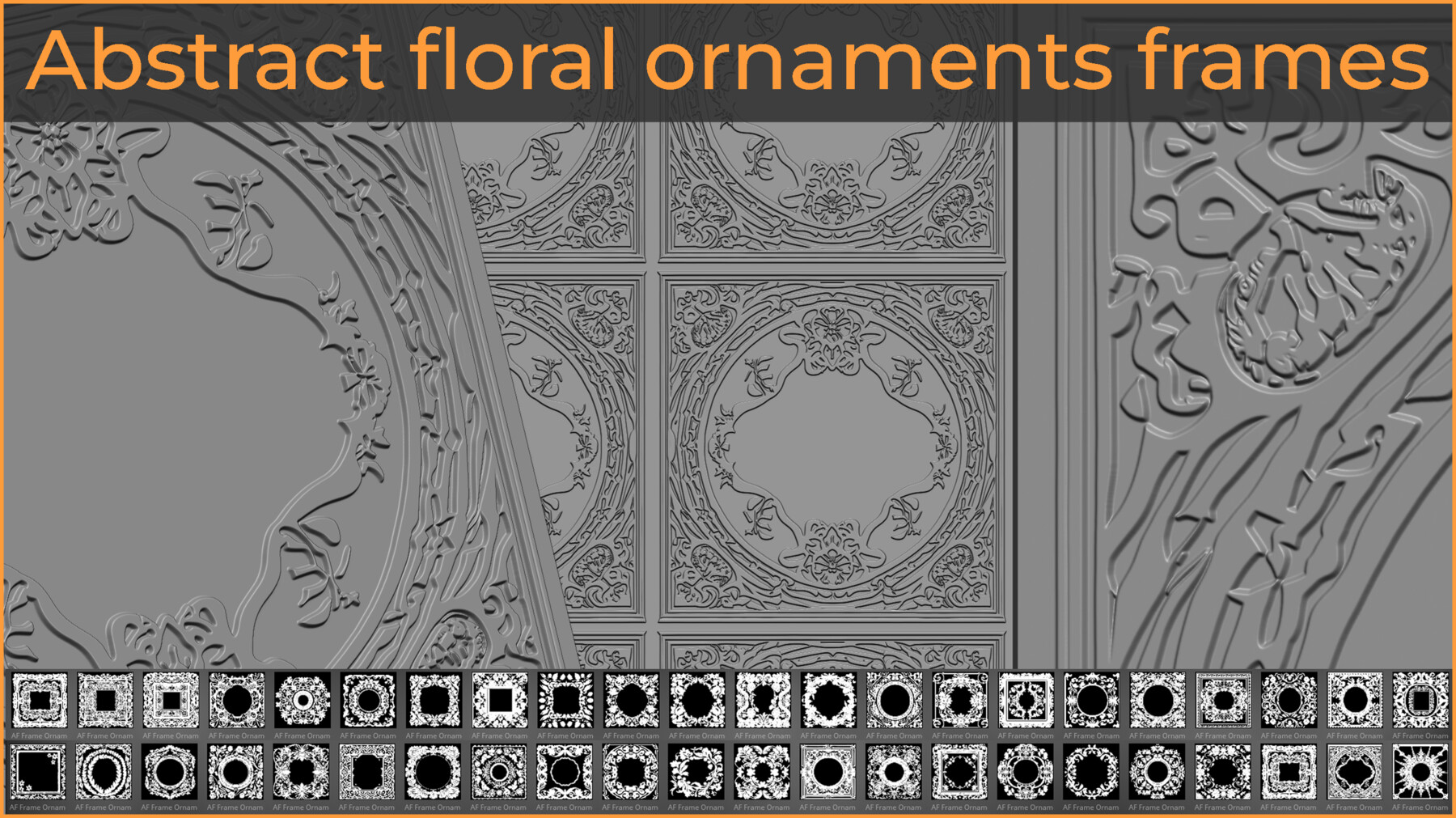 ArtStation - 44 Abstract Floral Ornament Frames Alphas | Brushes