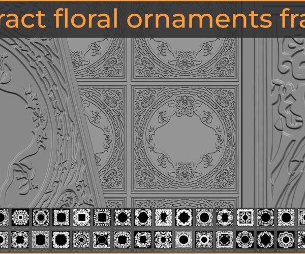 ArtStation - 44 Abstract Floral Ornament Frames Alphas | Brushes