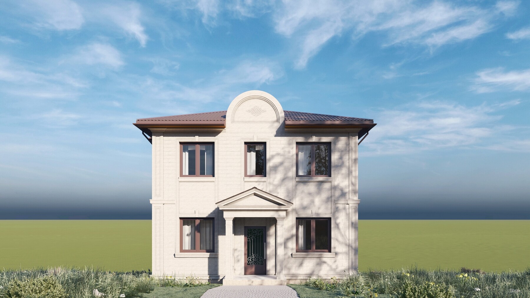 ArtStation - visualization of a two-storey house in a classic style ...