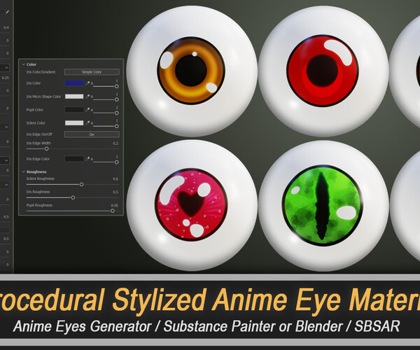 ArtStation - Procedural Stylized Anime Eye Material and Texture (SBSAR ...