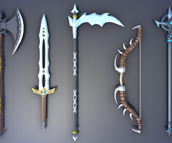 ArtStation - Free Low Poly Fantasy RPG Weapons | Game Assets
